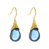 Dangle Earrings Turquoise Teardrop-shaped Gold Wire-wound Retro ...