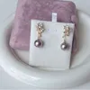 Handmade Alloy Ear Clips Earrings with Purple Oil-Drip Small Flower ...