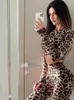 Leopard Printed Two-Piece Acetate Suit with Asymmetric Length Long ...