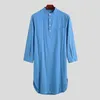 Caftan Men's Sleep Robes Long Sleeve Polyester Nightdress O Neck Solid ...