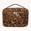Cosmetic Bag for Women, Leopard Faux Suede Makeup Bag, Large Capacity ...