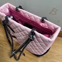 Designer Diamond Lattice Leather Shoulder Pink Duffle Bag For Women ...