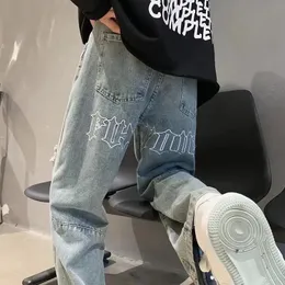 Embroidered Hip Hop baggy jeans for Men with Broken Holes Embroidered Hip Hop baggy jeans for Men with Broken Holes