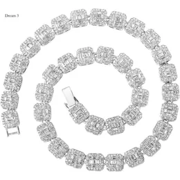 HH Bling Empire Iced Out Men s diamond necklace with Silver and Gold Diamonds Hip Hop Baguette Tennis Chains in 16 30 Inches