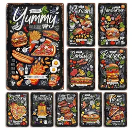 Funny Fast Food Tin Sign Sandwich Metal Poster Hamburger Pizza Vintage ...