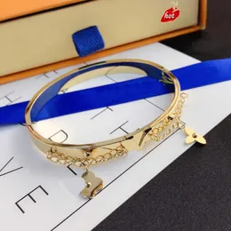 Luxury Designer Engraved Gold Bangle Charm Bracelet With 18K Gold ...