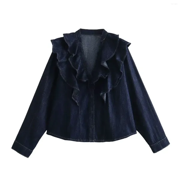 Buy Ruffled Denim Shirt Online Shopping at DHgate.com