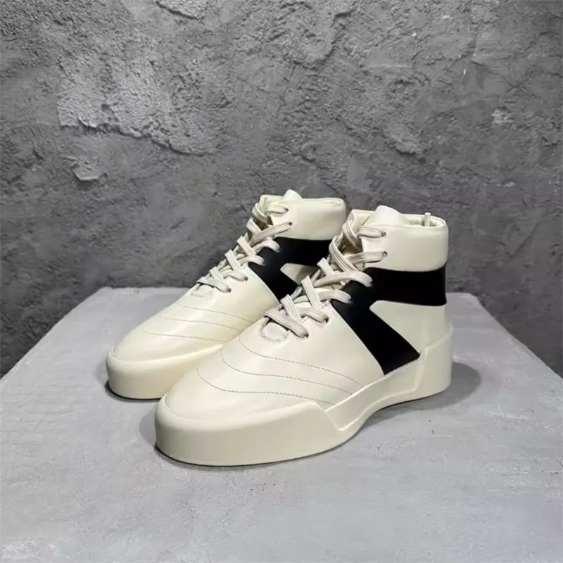 Men's Ankle Boots Thick Bottom Lace-Up Genuine Leather Chunky Heel ...