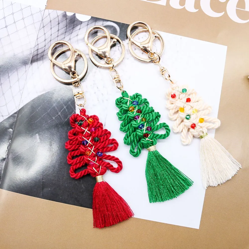 Christmas Tree Tassel Keychains Handwoven Bag Pendant Keyrings Fashion ...