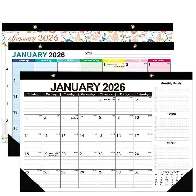 New 2026 Wall Calendar 18 Month Daily Weekly Monthly Planner Organizer ...