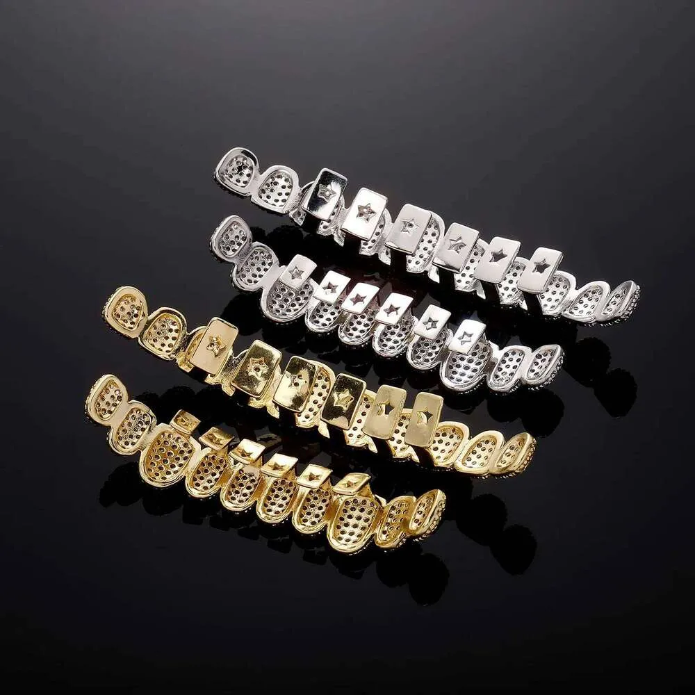TOPGRILLZ Iced Out Cubic Zirconia Silver Plated Stainless Steel Vampire ...