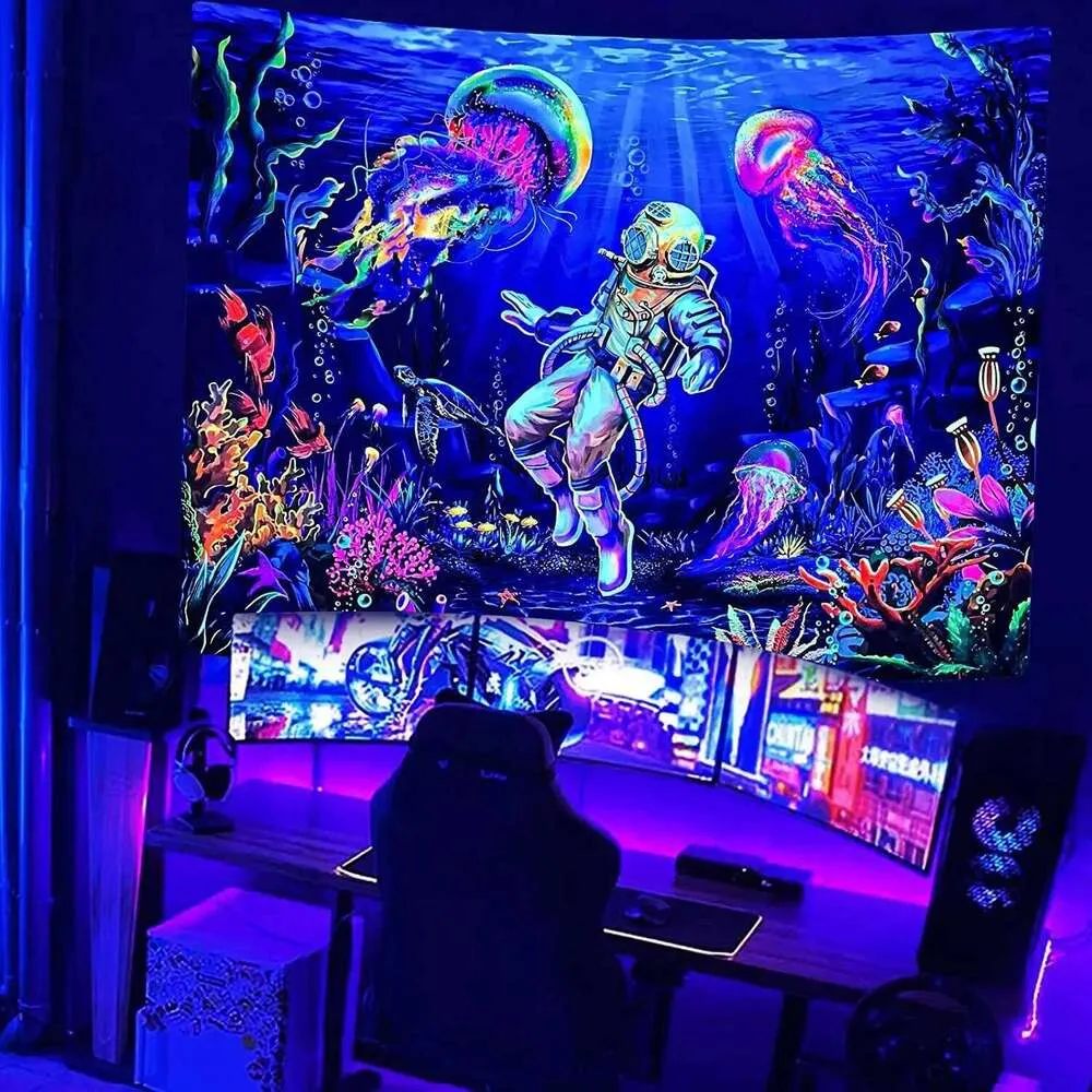 UV Fluorescent Blacklight Tapestry Under The Sea... From Kozakura30, $6 ...