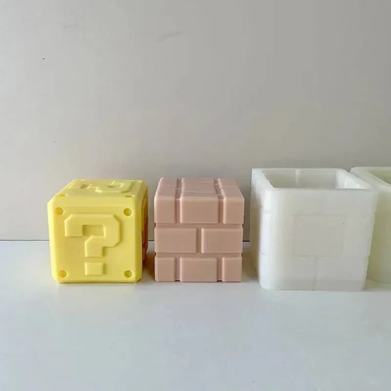 Geometric Question Mark Candle Silicone Mold 3D Cube Fabric Mold for ...