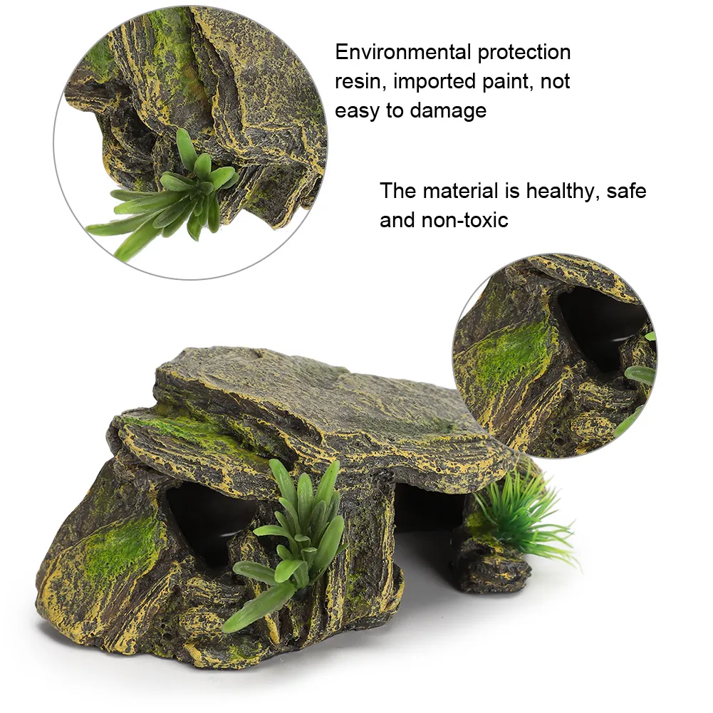 Turtle Reptile Habitat Hiding Caves Aquarium Fish Tank Amphibious Vivid ...