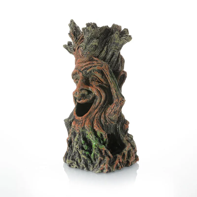 House Of Resin Imitation Tree Man With Open Door, Fish Tank, And Shrimp ...