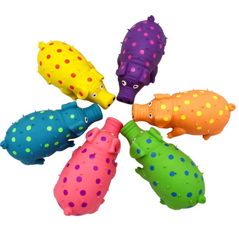 Colorful Latex Pig Squeaky Pet Toy - Bite Resistant, Whistle & Teeth ...