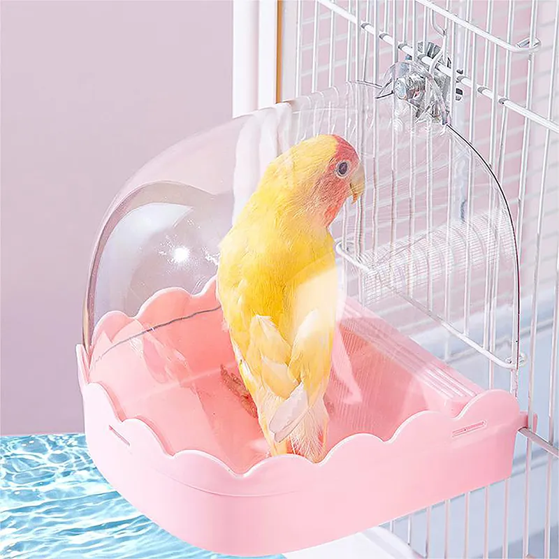 Hanging Parrot Bath Cube Transparent Bird Bath Box - Hanging Bathtub ...