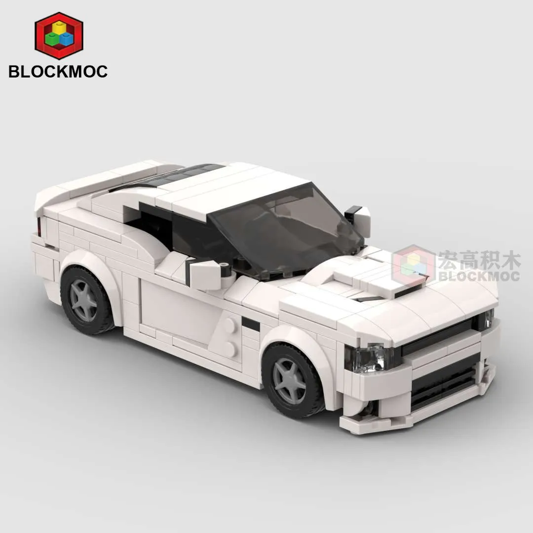 MOC Brick Dodge Challenger SRT Hellcat Racing Sports Car White Building ...