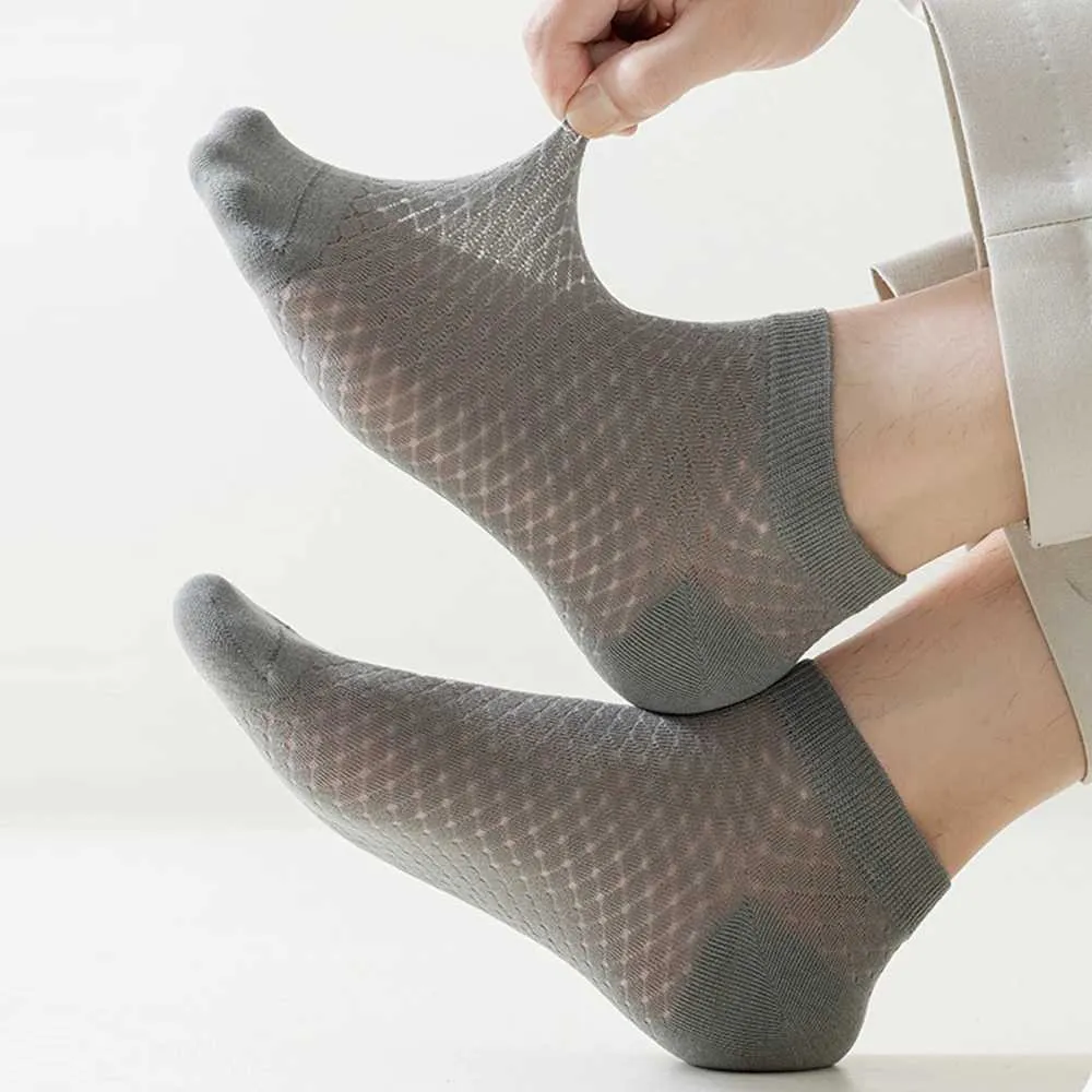 Men's Cotton Ankle Socks - Ultra Thin, Breathable Mesh, Quick-Dry Sport ...