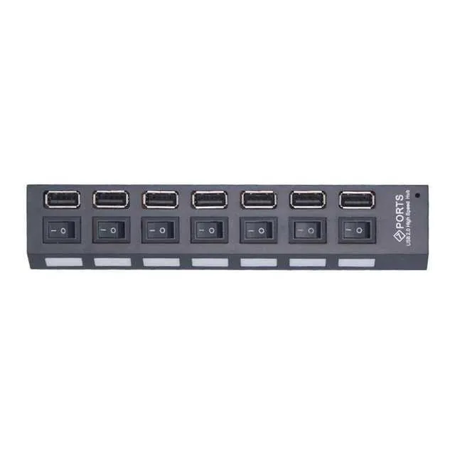 7-Port USB 2.0 Hub with On/Off Switch - High-Speed Data Transfer for PC ...