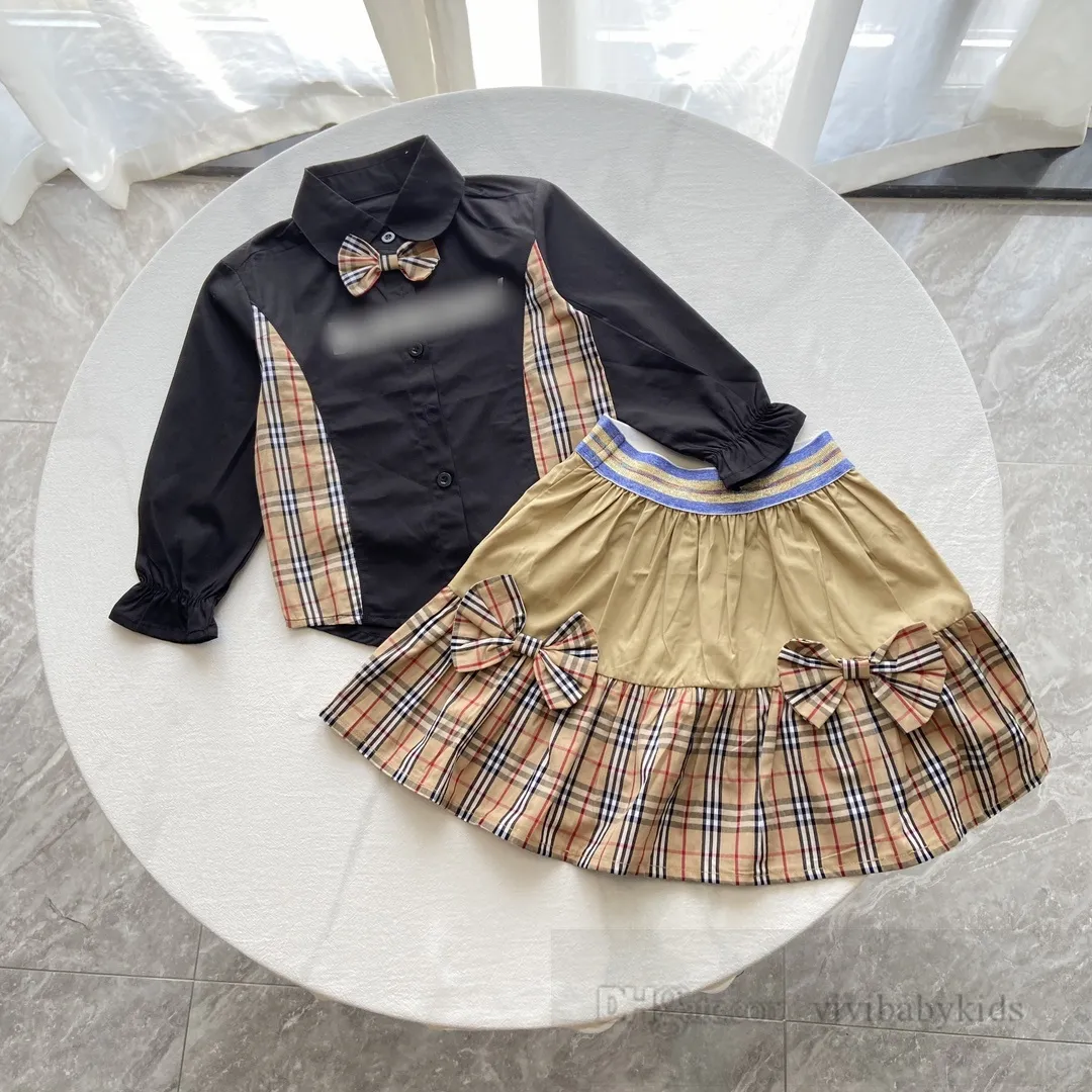 2025 Spring Preppy Style Girls' Cotton Kidcore Outfits With Bow Plaid ...