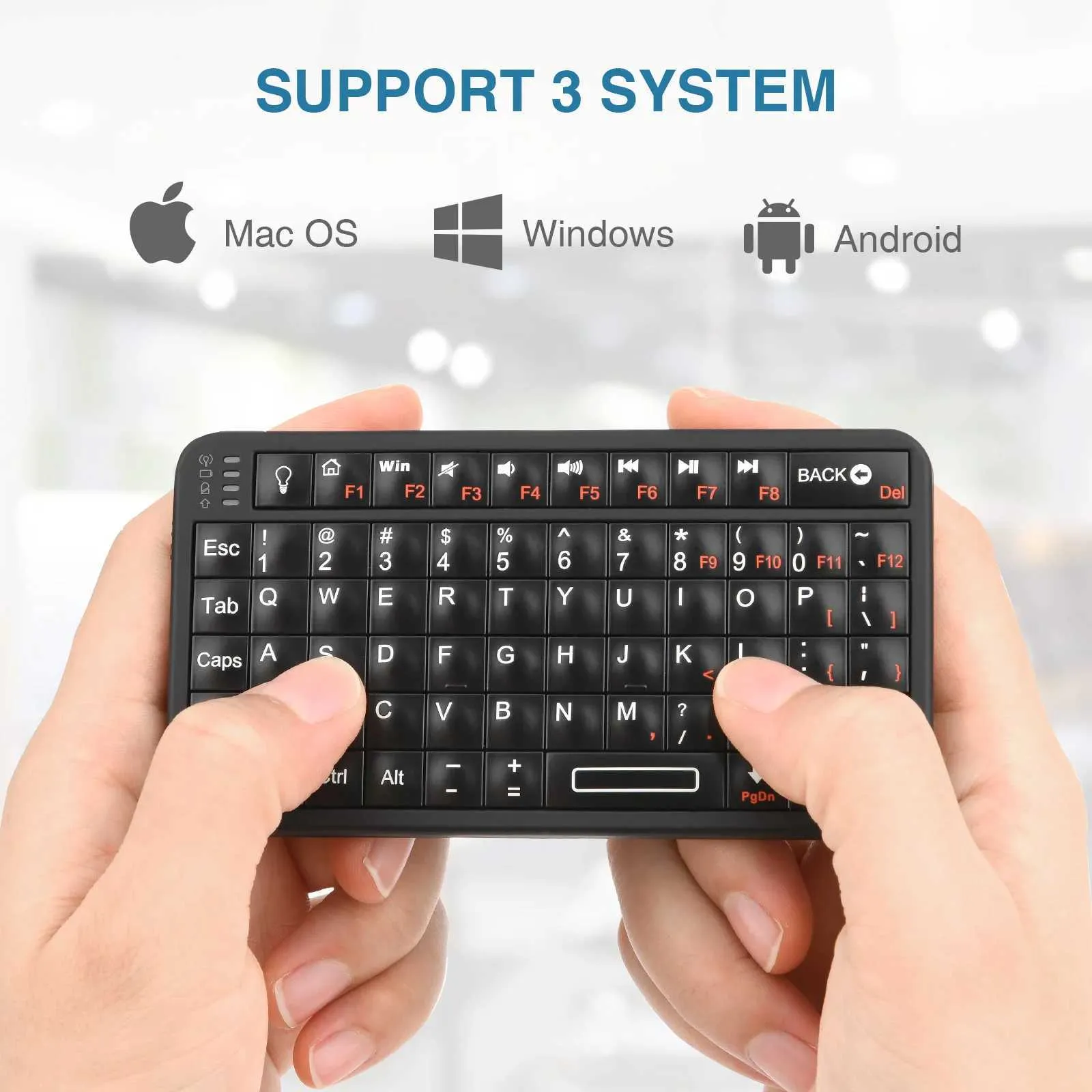Wireless Bluetooth Mini Keyboard with Trackball, Backlit, 78 Keys ...