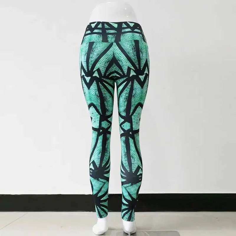 3D Printed High Waisted Green Yoga Leggings For Women Scrunch Booty ...
