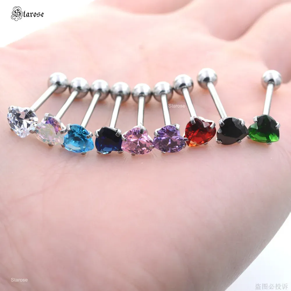 DHgate.com:Lake Blue Zircon Heart Tongue Ring - 1.6x16x7mm Clear CZ ...