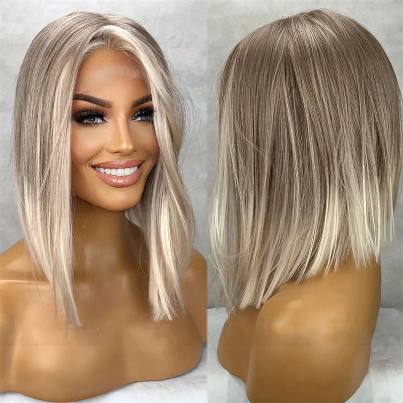 Short Bob Futura Wigs: Top Grade Light Blonde Synthetic Lace Front Wigs ...