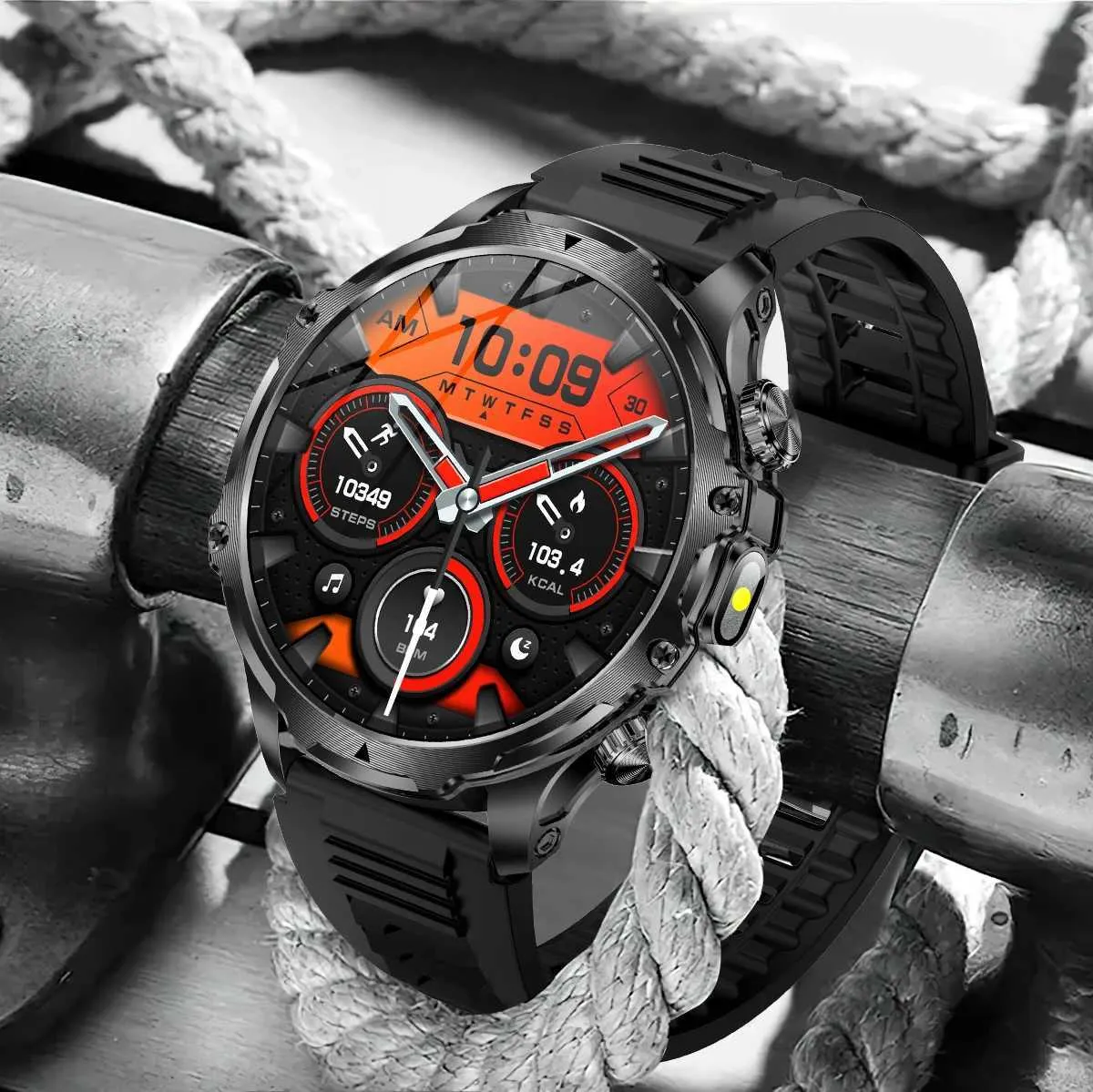 DHgate.com:AK75 Rugged Smartwatch with Flashlight | Fitness Tracker ...