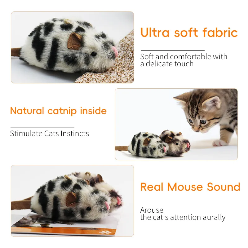Interactive Plush Mouse Cat Toy 2 Pack With Electronic Sounds | Soft ...