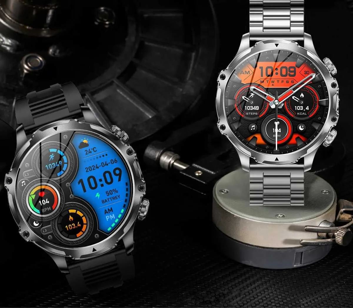 AK75 Rugged Smartwatch with Flashlight | Fitness Tracker, LED Light, BT ...