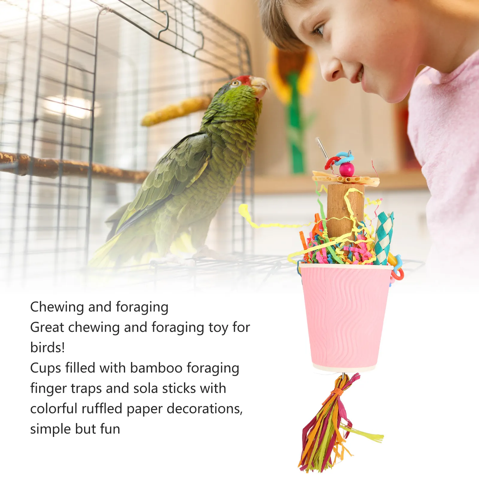ful Paper Shredding Bird Toys - Interactive Hanging Foraging Cups for ...
