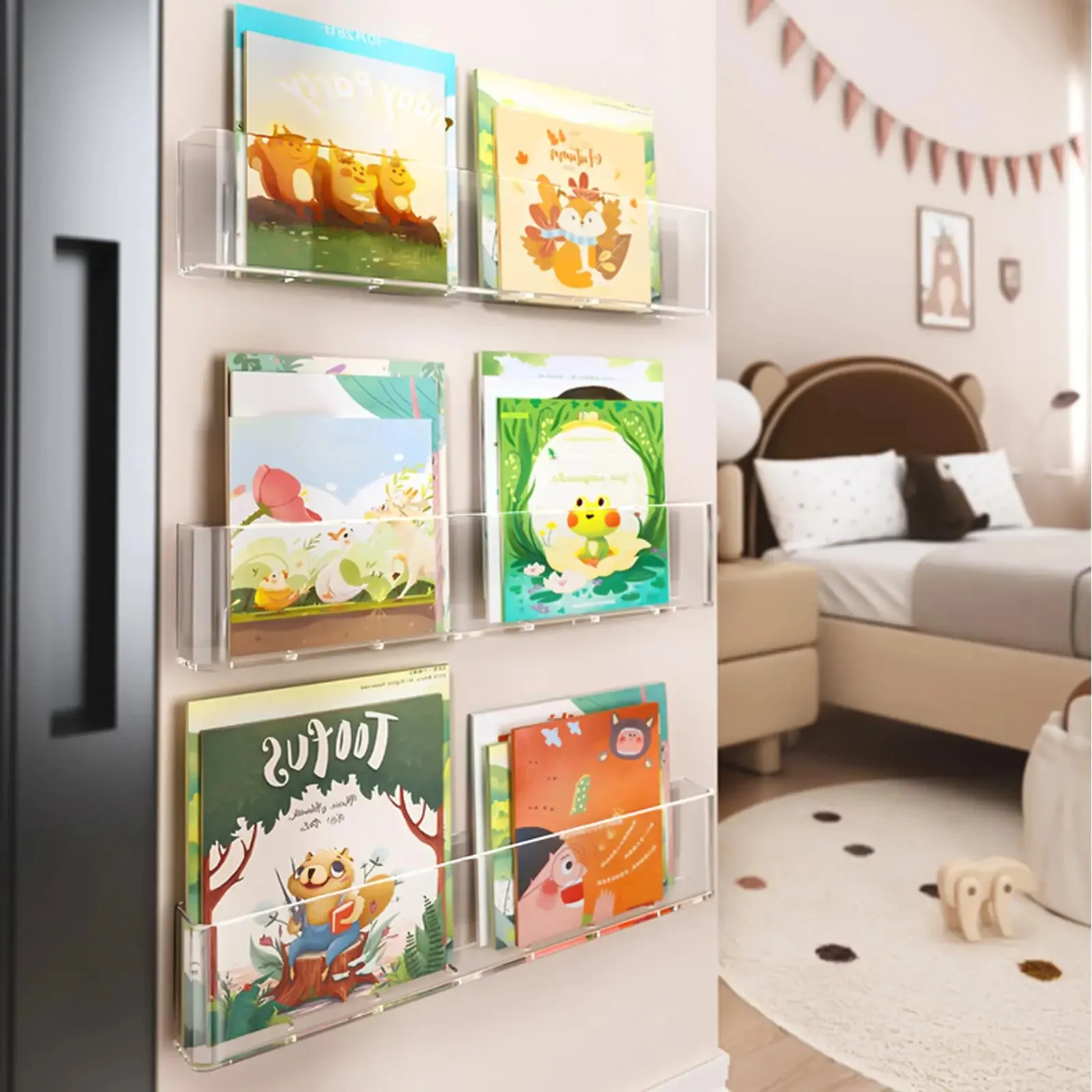 Mini Book Shelf Wall Mounted Clear Acrylic Floating Shelves For Book ...