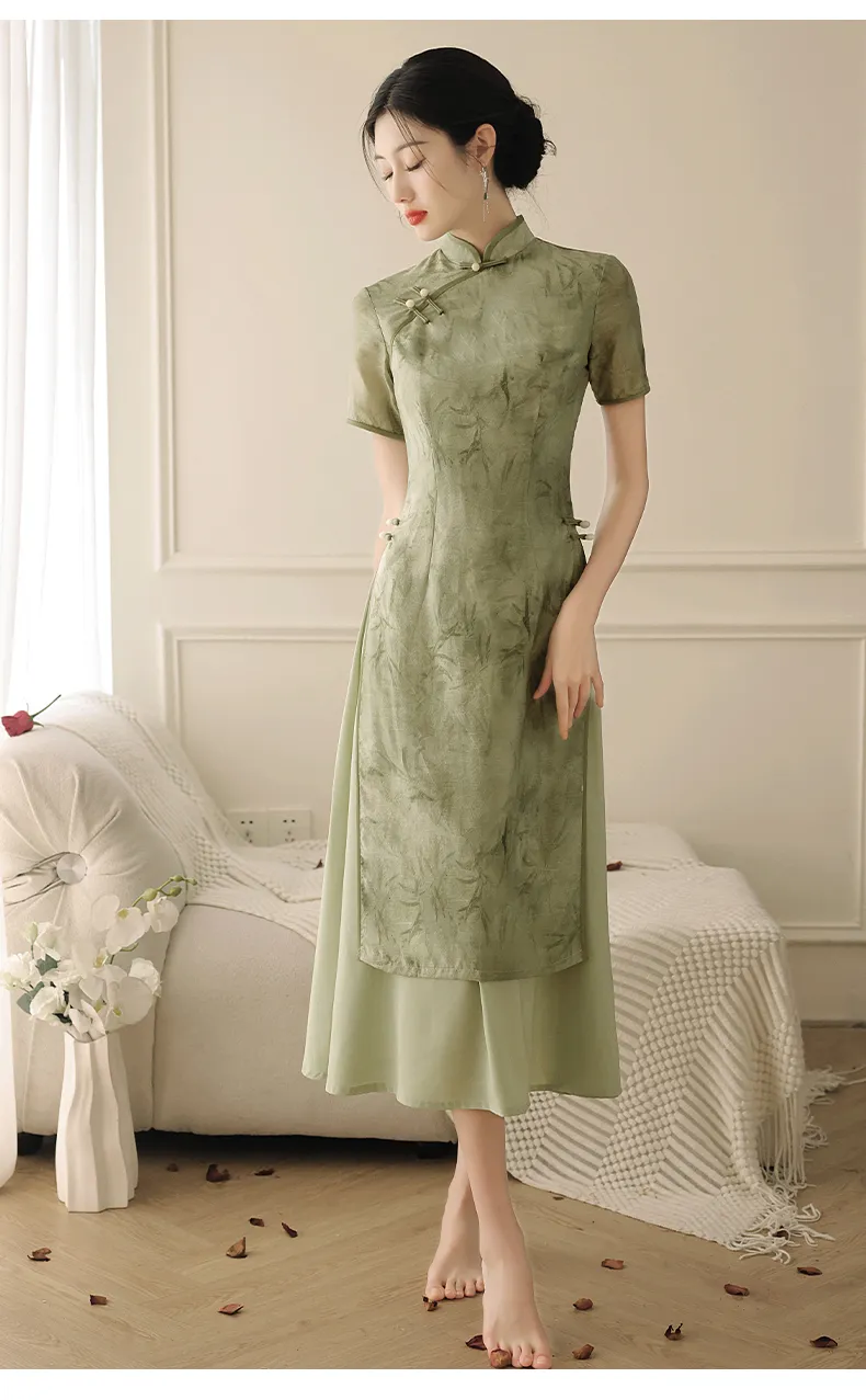 Hanfu Green Qipao Dress High Quality Chinese Cheongsam For Women ...
