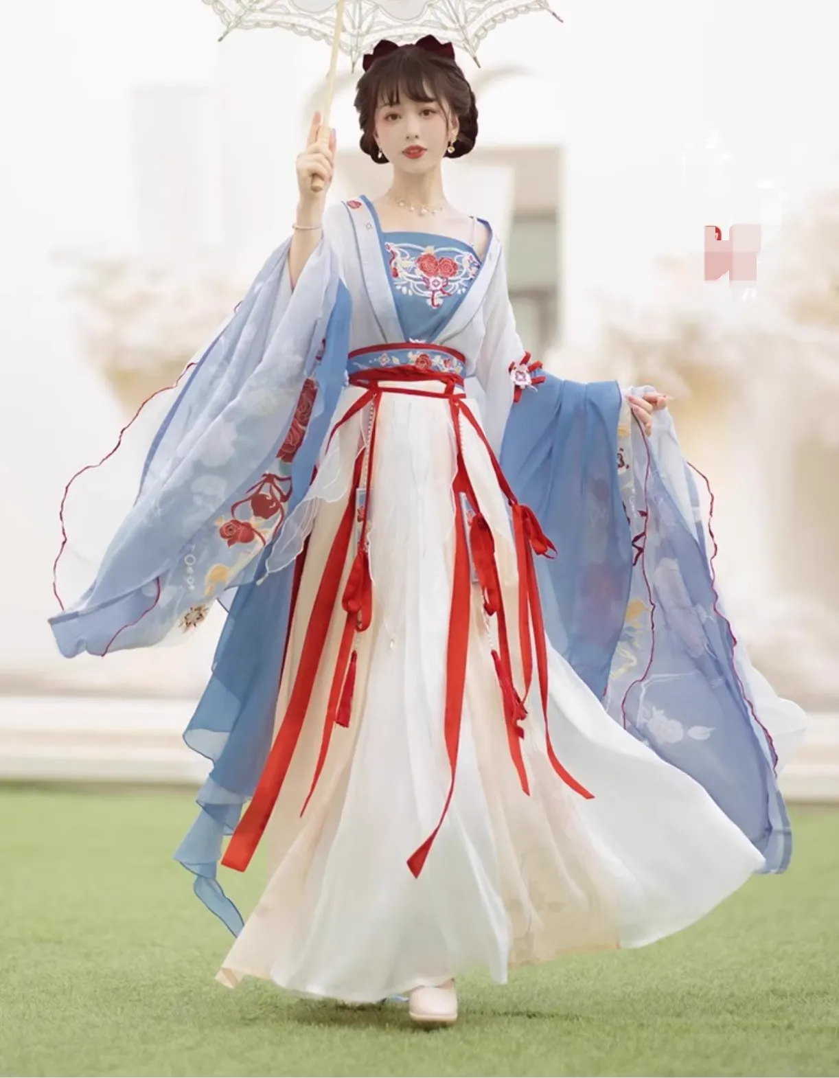 Elegant White Off Shoulder Hanfu Dress Weijin Dynasties Princess Ruqun ...
