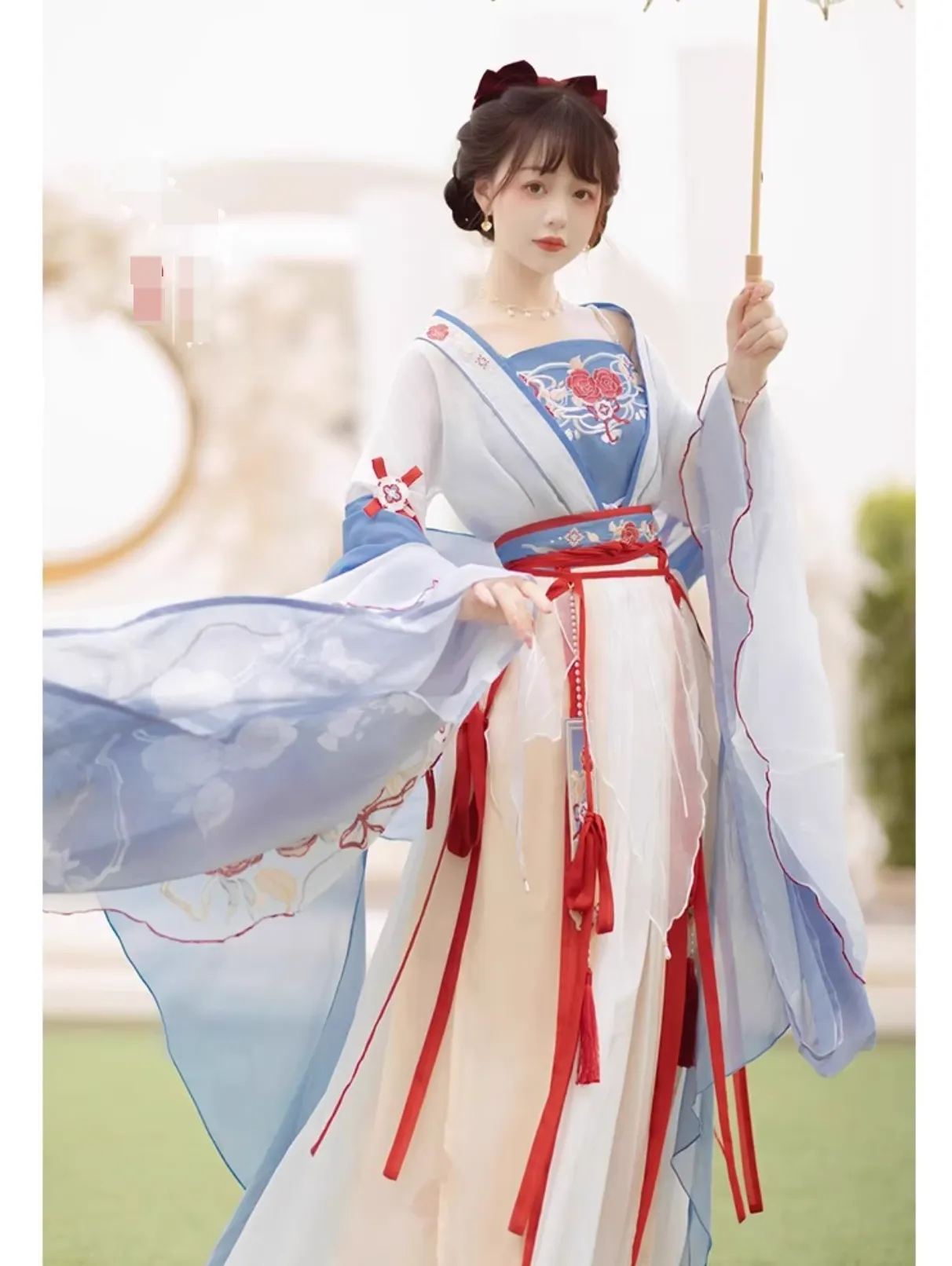Elegant White Off Shoulder Hanfu Dress Weijin Dynasties Princess Ruqun ...