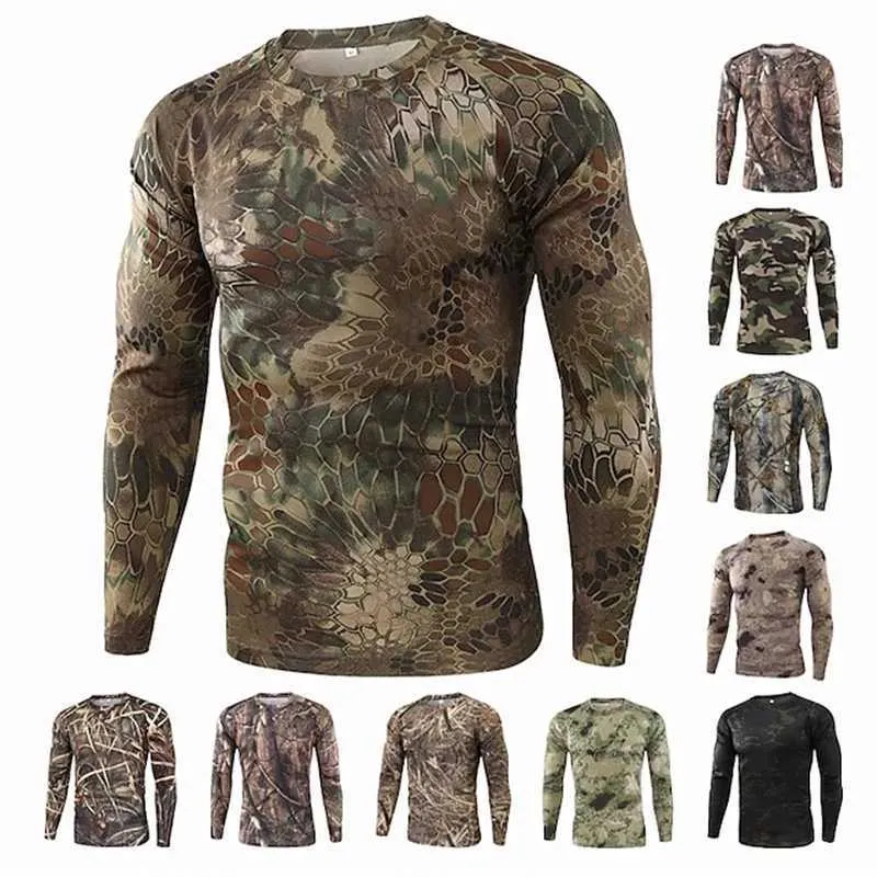 Hunting Camouflage Fabric Long Sleeve Top: Lightweight Quick-Dry Camo T ...