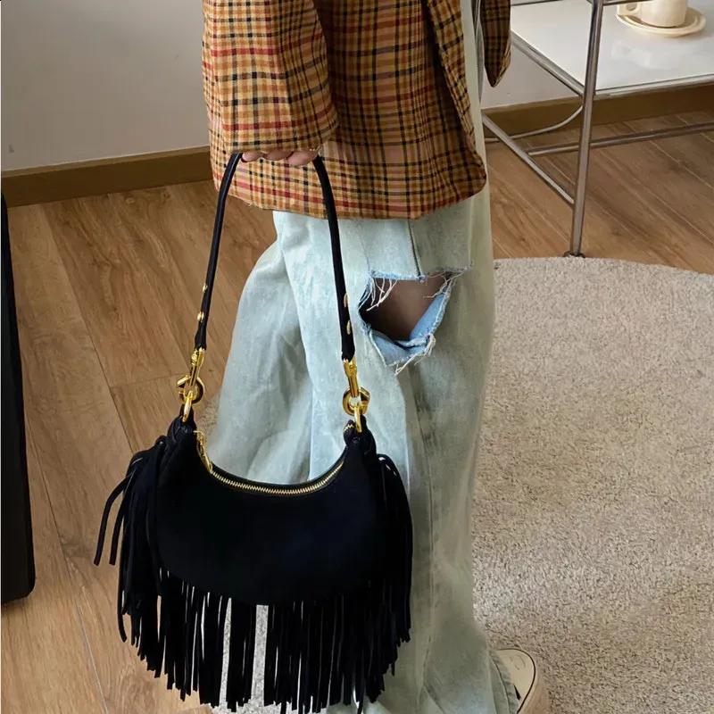 Denim Messenger Bag Suede Accent Single Shoulder Bag In Blue ...