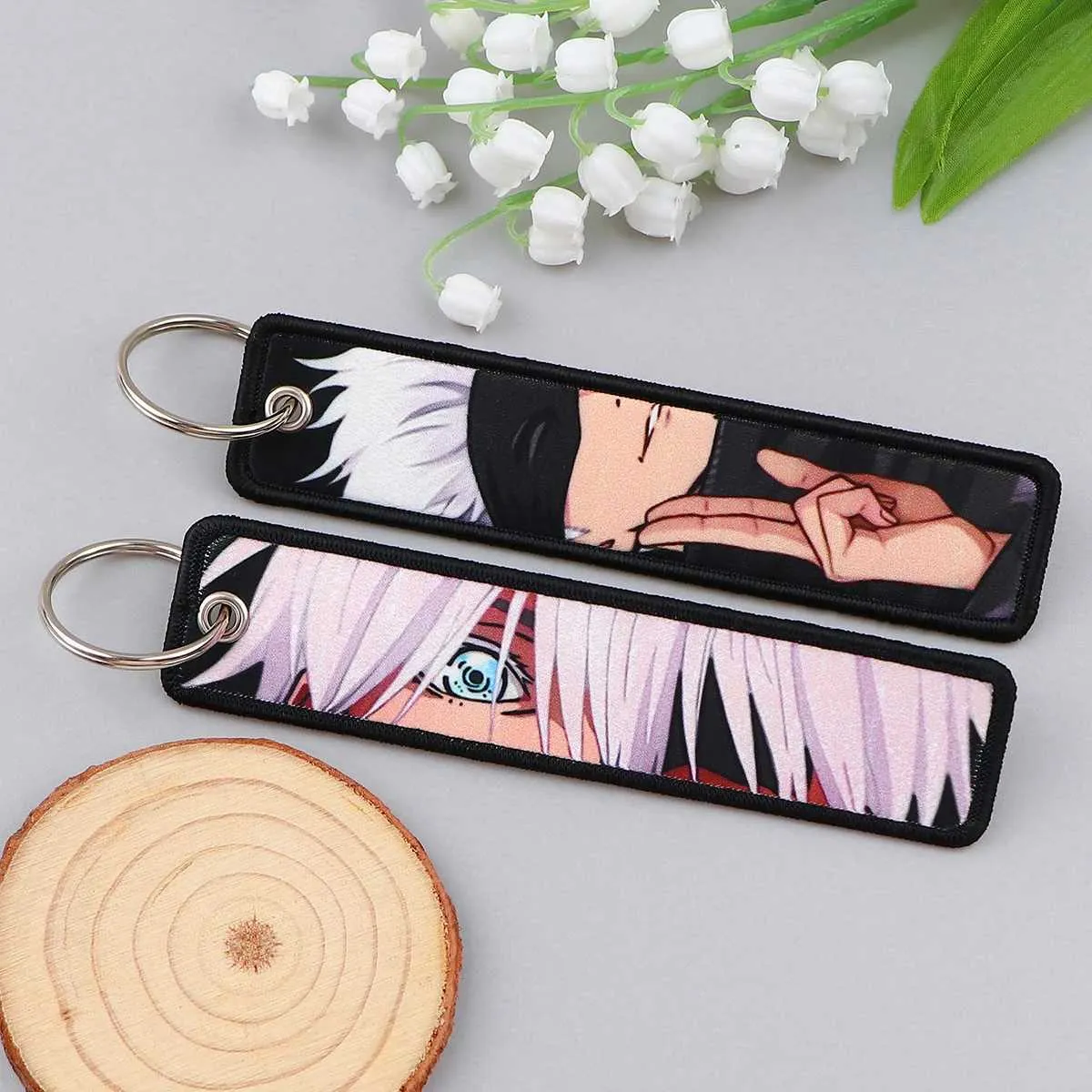 Key Holder Keychain, Embroidered Character Keyring Japanese Inspired ...