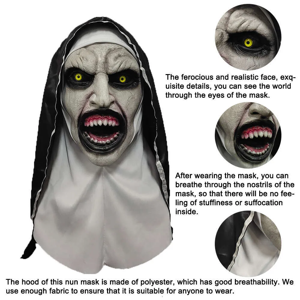The Nun Latex Scary Mask With Turban Valak Horror Scary Cosplay Costume ...