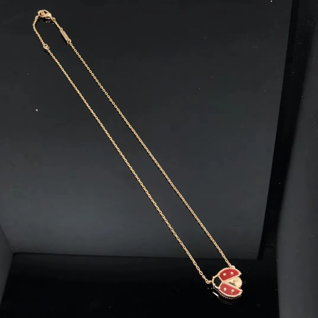 Ladybug Pendant Gold Necklace Clover Charm Collar Chain For Women ...