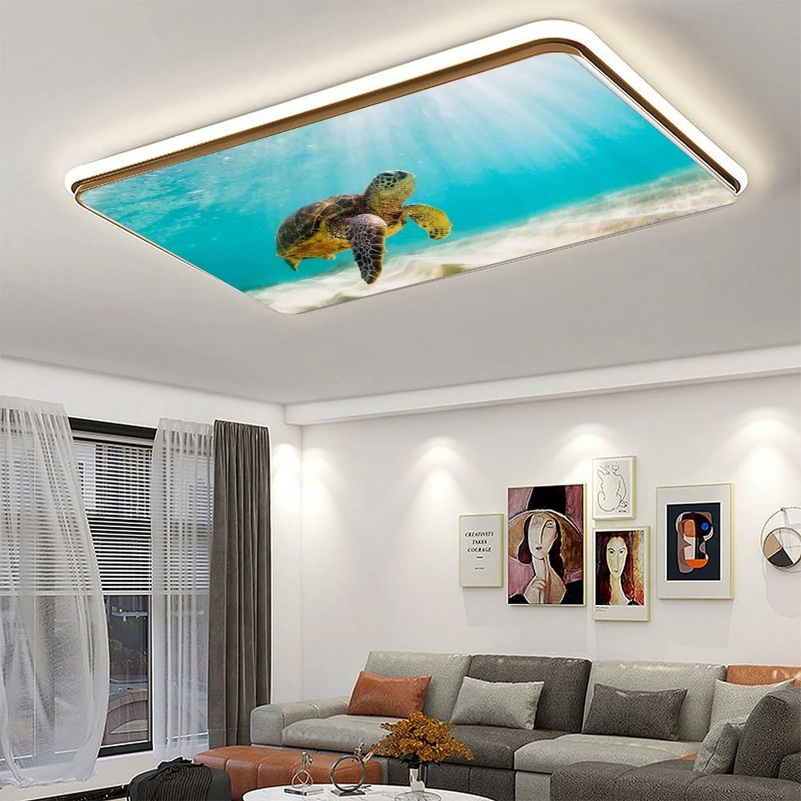 Galapagos Sea Turtles Magnetic Ceiling Light Filter Covers 2x4 Feet For ...