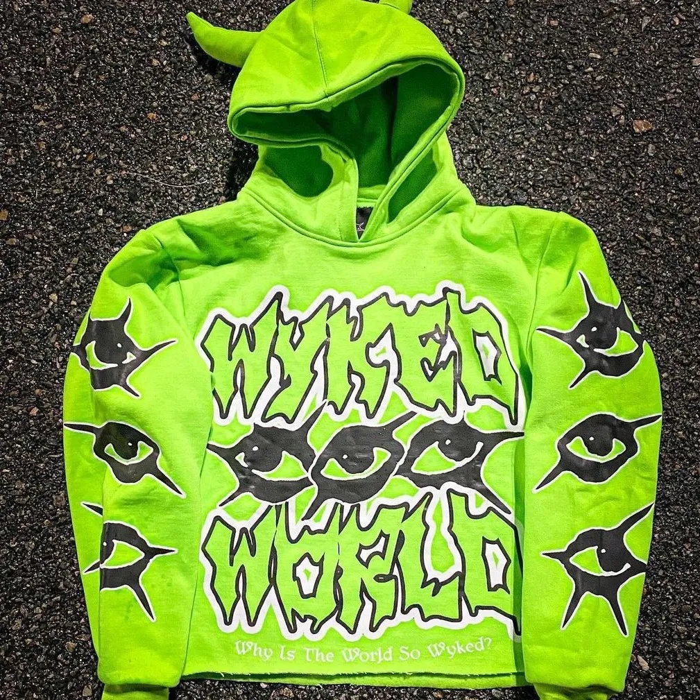 Y2K Street Punk Style Hoodie With No Strings With Trendy Y2K Street Punk Style Hoodie With No Strings With Trendy