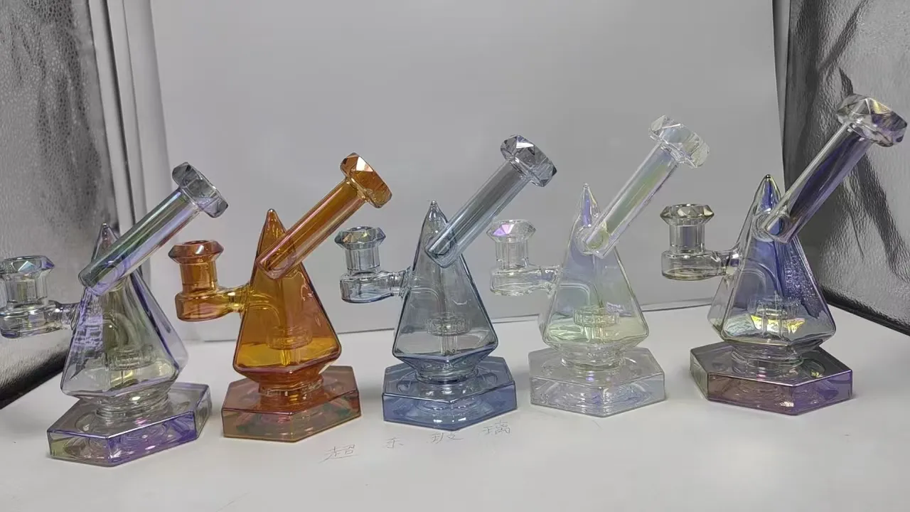 Beaker Glass Rig Hookah Glass Bong Puff Recycler Smoking Double Bent ...