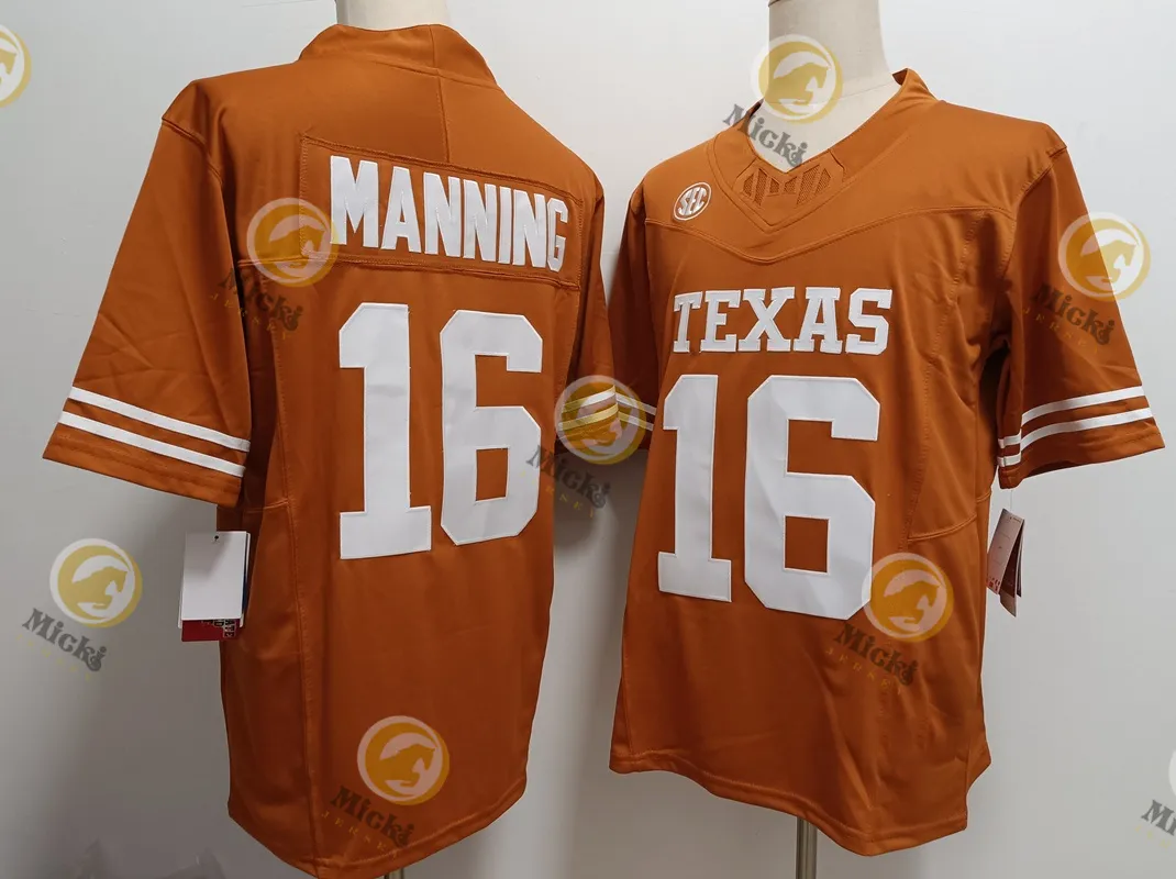 Quinn Owens #16 Arch Manning Texas Longhorns Football Jersey With ...