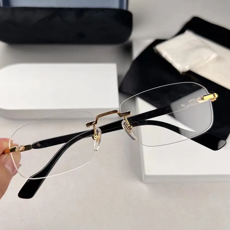 New Luxury Unisex Metal Rectangular Rimless Glasses Frame S22 156 16 ...