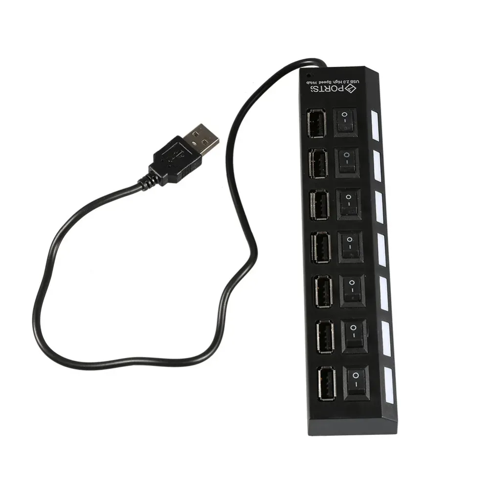 High Speed 7-Port USB 2.0 Hub with On/Off Switch for PC & Laptop from ...