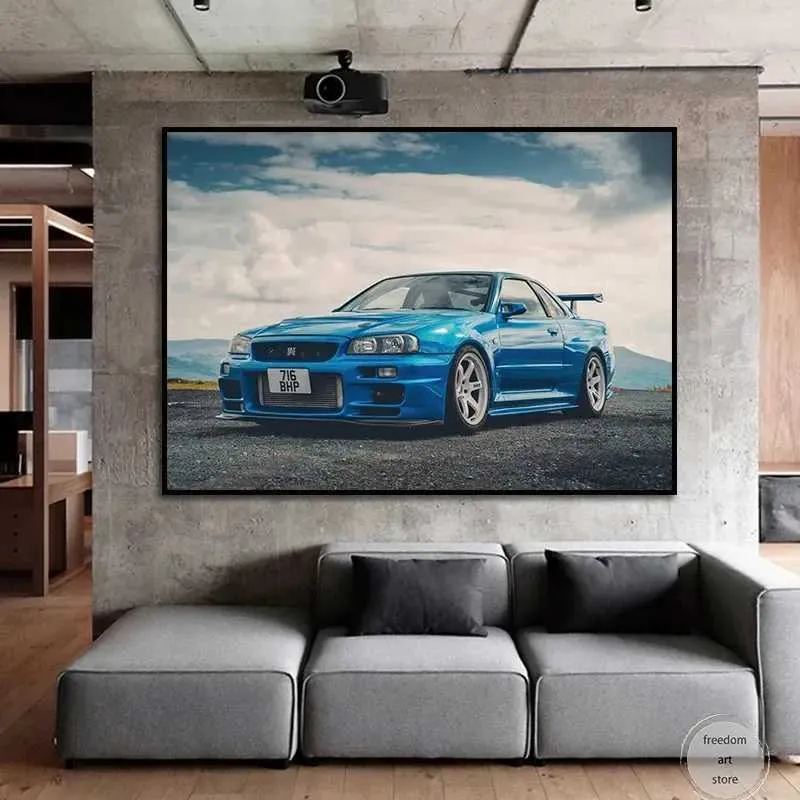 Car Canvas Wall Art, Abstract Vehicle Landscape Poster, Modern ...