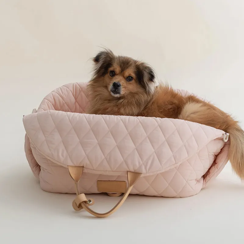 INS Pet Dog Carrier Bag Portable Cotton Down Pet Travel Bed Handbag ...